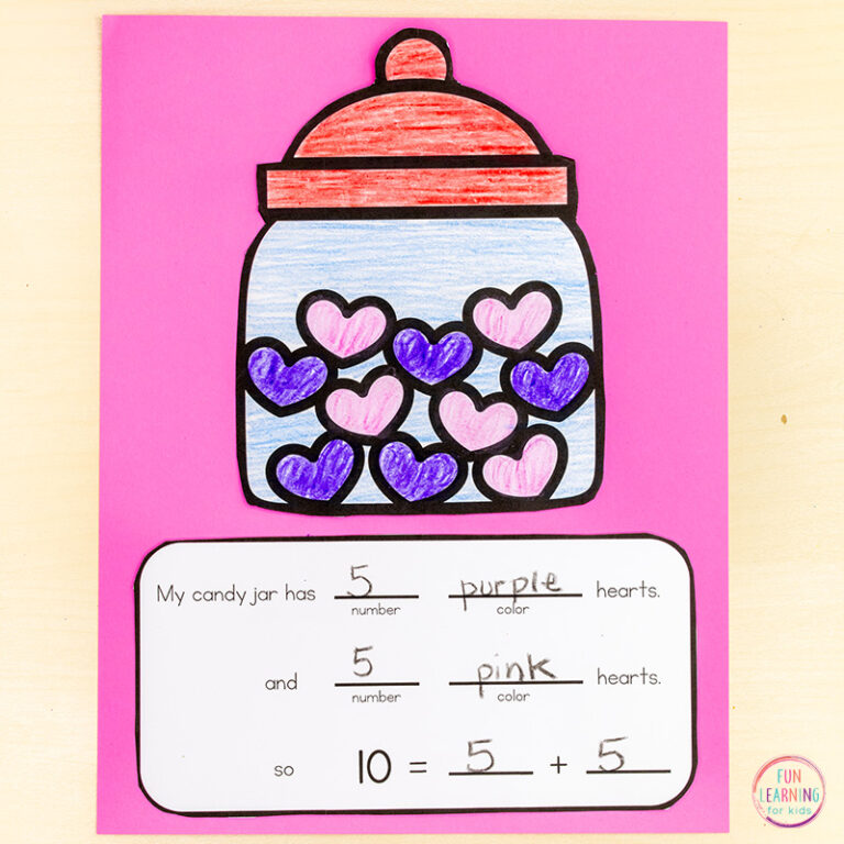 Valentine's Day Making Ten Candy Jar Craft - Fun Learning for Kids