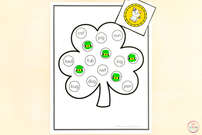 Shamrock CVC Find and Color Worksheets - Fun Learning for Kids