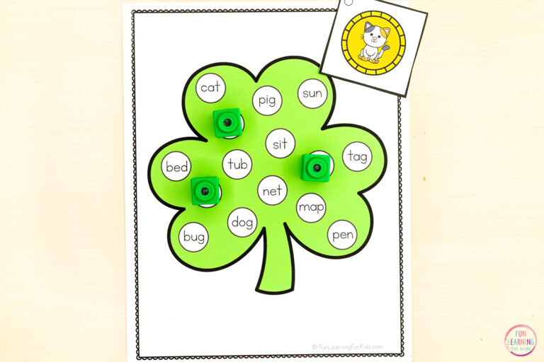 Shamrock CVC Find and Color Worksheets - Fun Learning for Kids