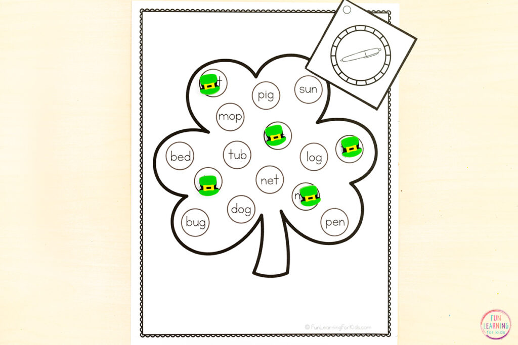 Shamrock CVC Find and Color Worksheets - Fun Learning for Kids