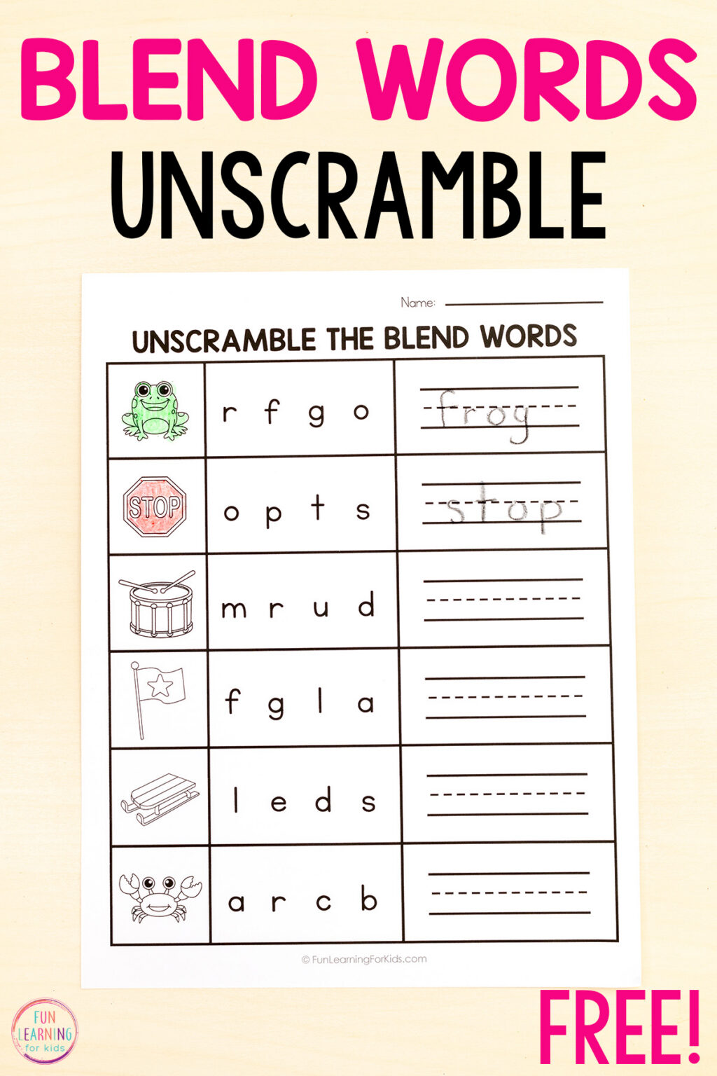 Consonant Blend Unscramble Worksheets - Fun Learning for Kids