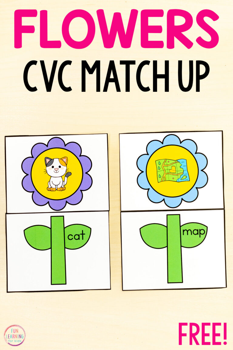 Flower CVC Word Matchup: A Hands-On Phonics Activity for Spring