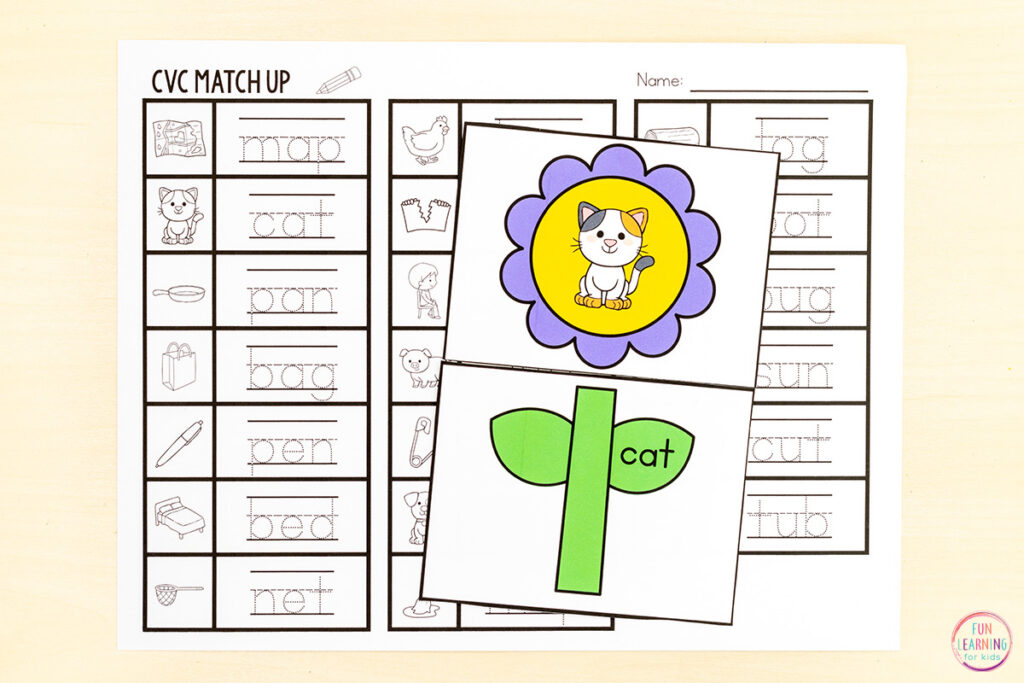 Flower CVC Word Matchup: A Hands-On Phonics Activity for Spring