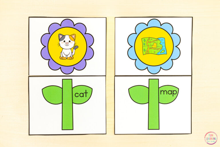 Flower CVC Word Matchup: A Hands-On Phonics Activity for Spring