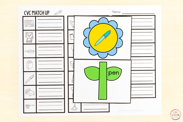 Flower CVC Word Matchup: A Hands-On Phonics Activity for Spring