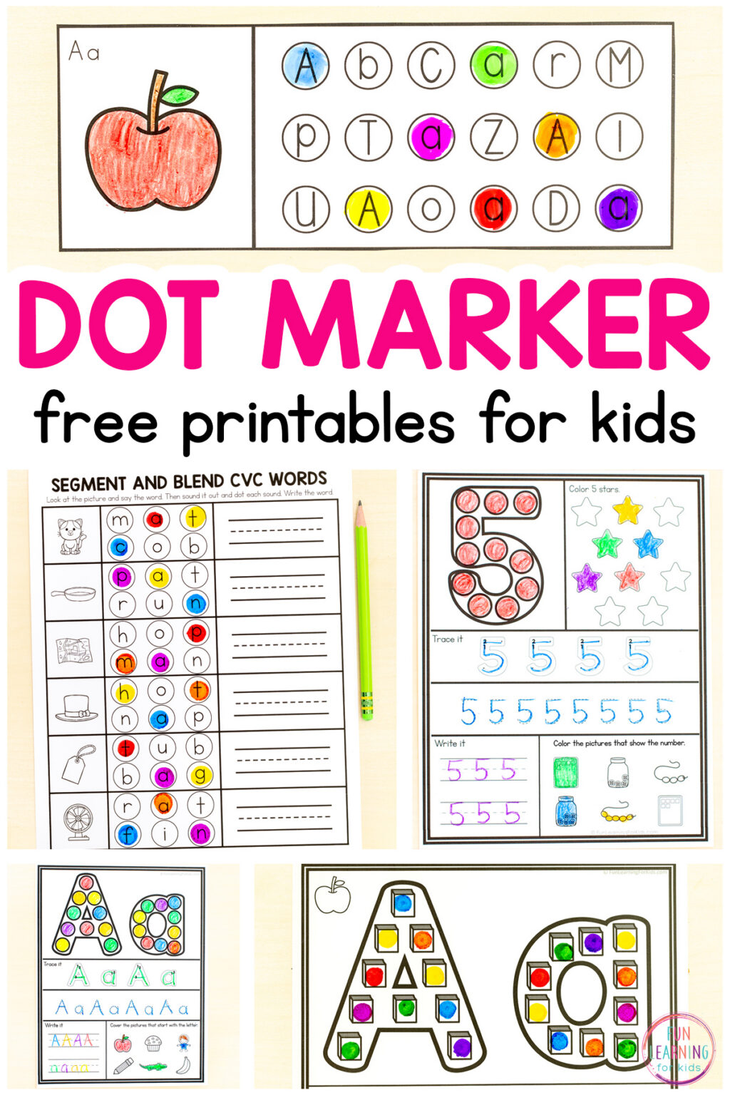 Free Dot Marker Printables for Kids in Preschool, Kindergarten and ...