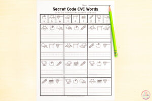Secret Code CVC Word Worksheets for Beginning Readers