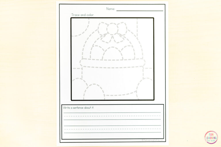 Easter Coloring Sheets - Trace, Color and Write Pages