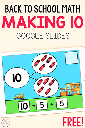 Digital Back to School Making 10 Math Activity