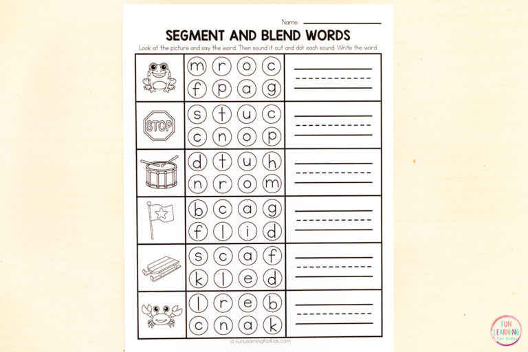 Consonant Blend Dot Marker Worksheets - Segment and Blend Activity