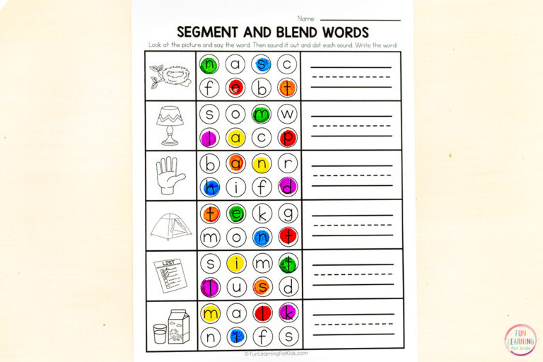 Consonant Blend Dot Marker Worksheets - Segment and Blend Activity