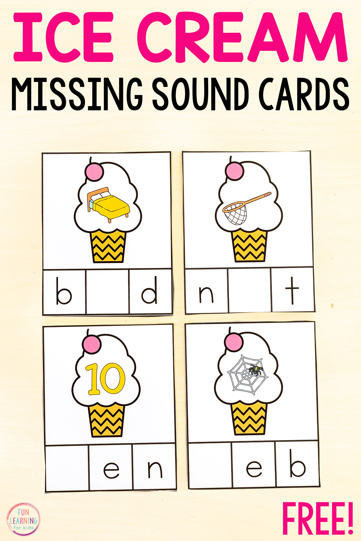 Ice Cream Missing Sound Cards - CVC Phoneme Isolation Activity