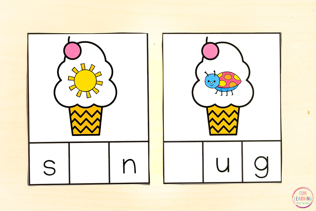 Ice Cream Missing Sound Cards - CVC Phoneme Isolation Activity