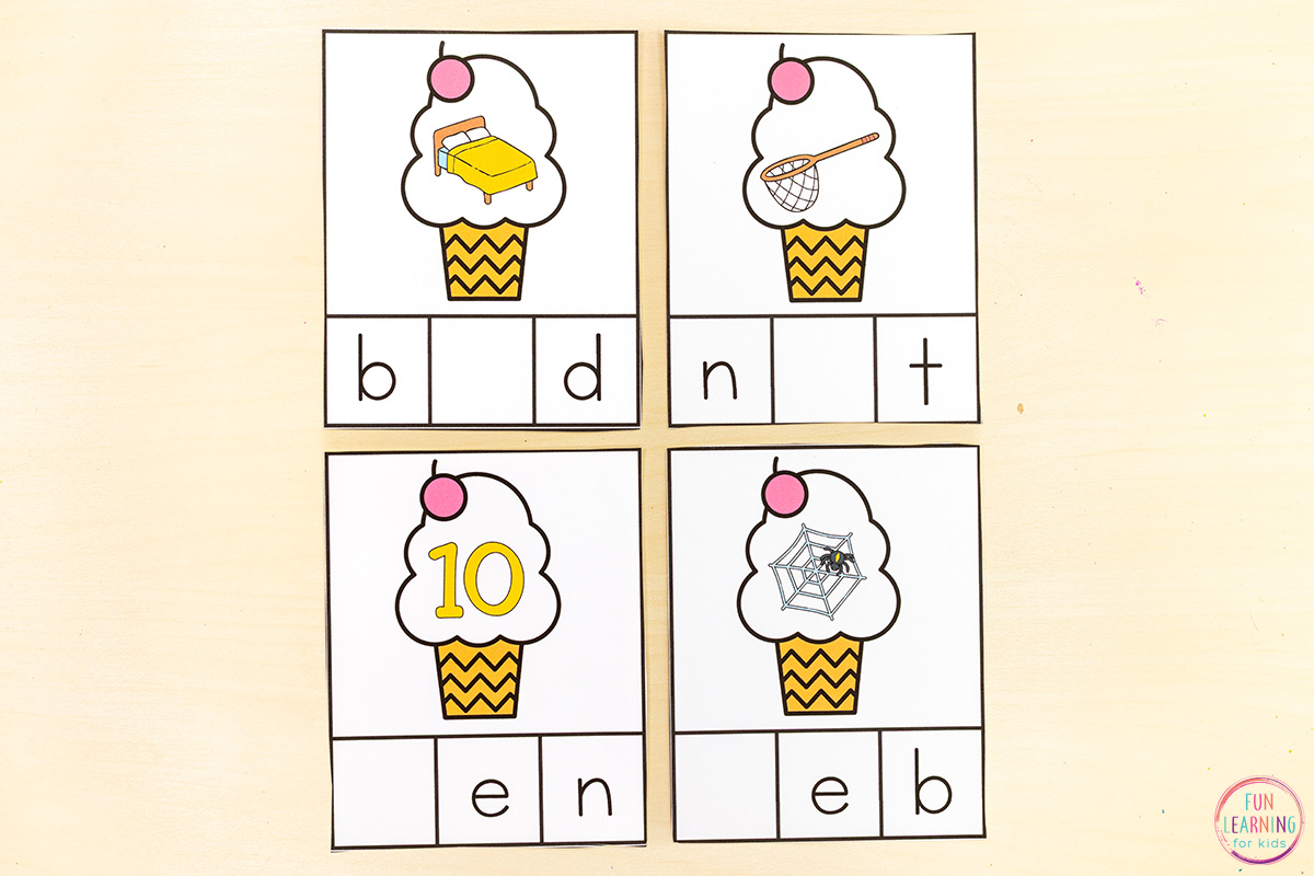 Ice Cream Missing Sound Cards - CVC Phoneme Isolation Activity