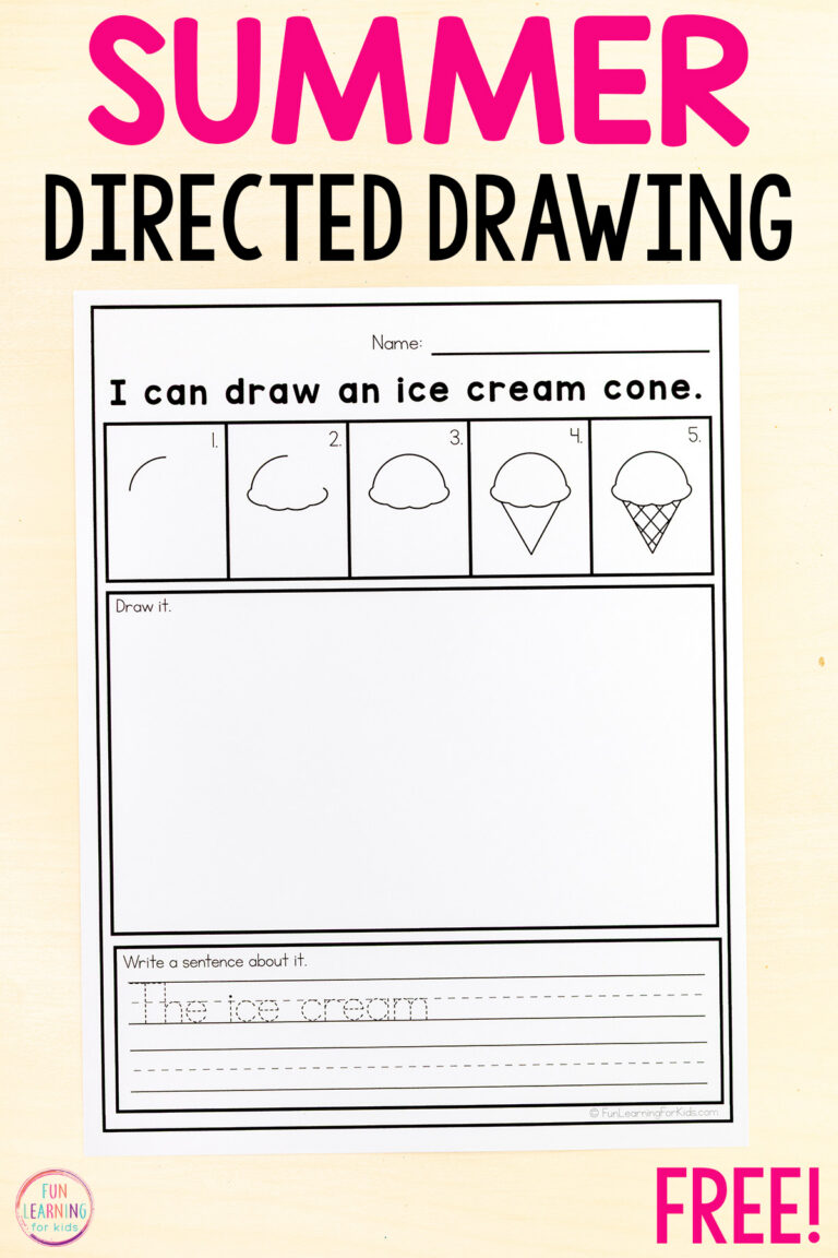 Summer Directed Drawing Sheets for Drawing and Writing Practice