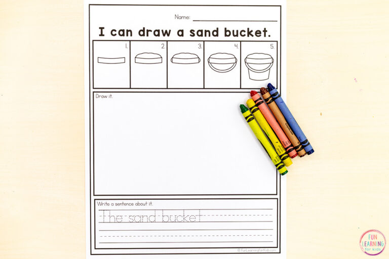 Summer Directed Drawing Sheets for Drawing and Writing Practice